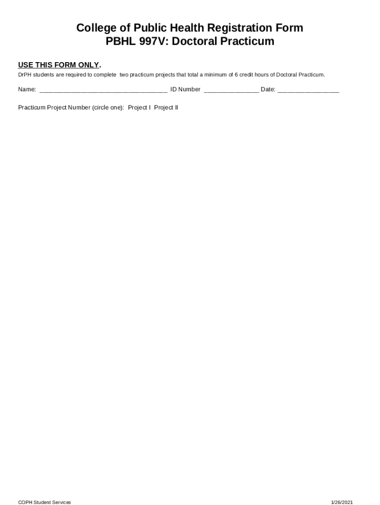 College of Public Health Registration Doc Template | pdfFiller