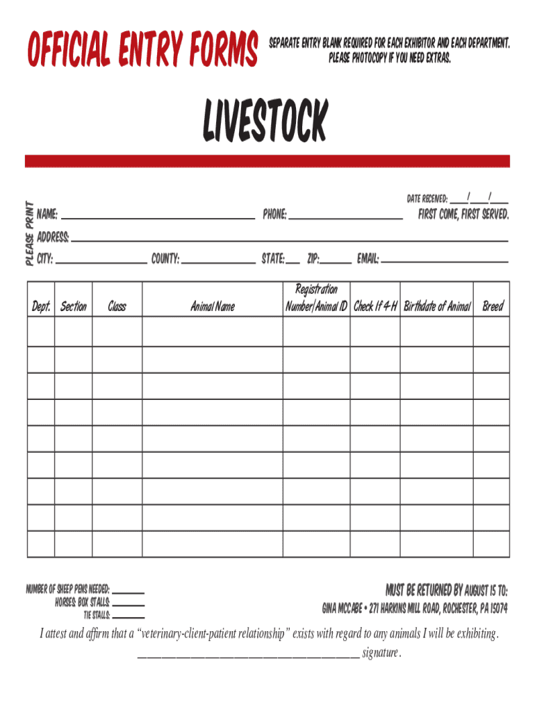 Fillable Online SEPARATE ENTRY BLANK REQUIRED FOR EACH EXHIBITOR AND ...