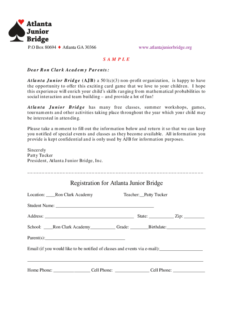 Fillable Online Template of letter to parents requesting registration ...