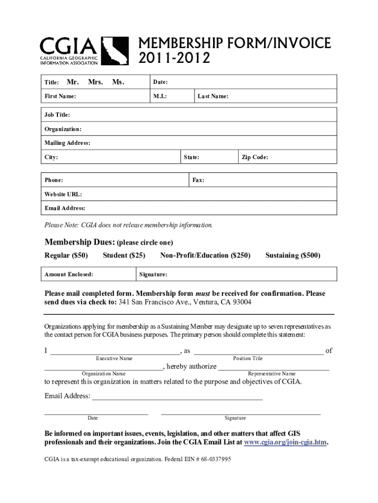 Fillable Online logo MEMBERSHIP FORM/INVOICE 2009-2010 Fax Email Print ...