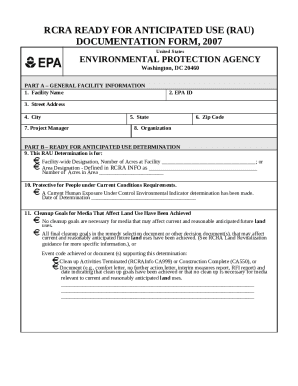 DRAFT RCRA READY FOR ANTICIPATED USE DOCUMENTATION Doc Template | pdfFiller