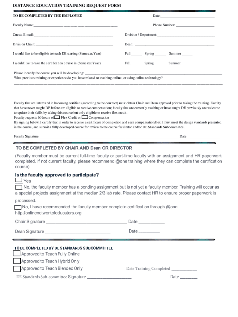 Fillable Online Distance Education Certificaton Approval Form Fax Email ...