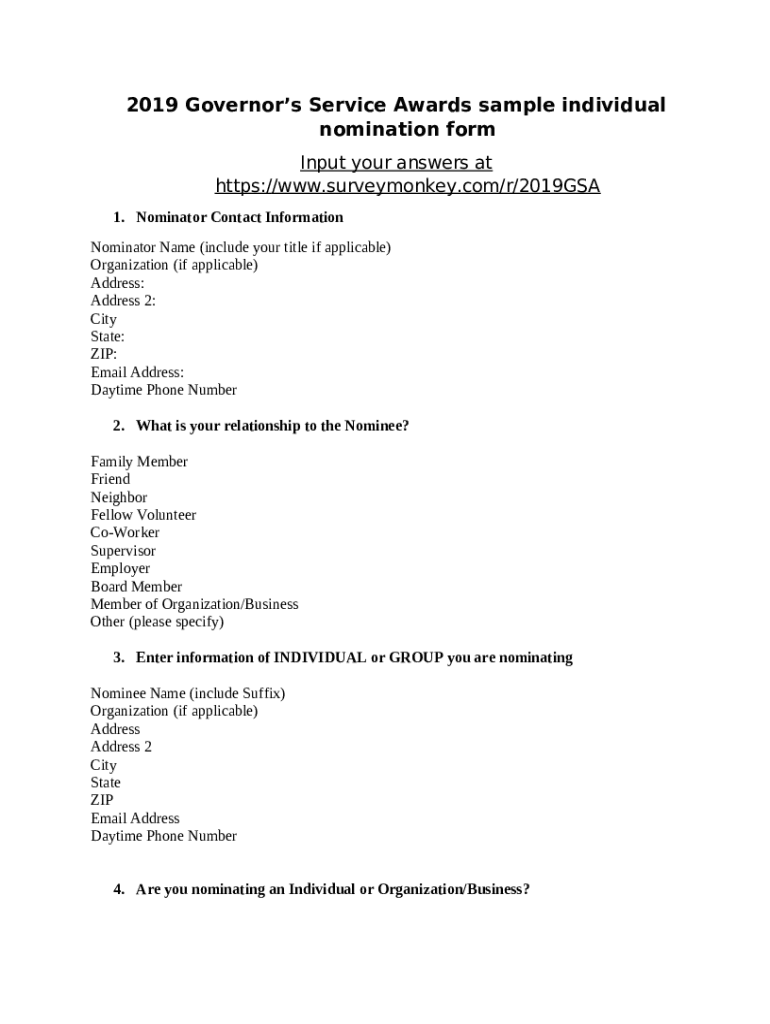 2019 Governors Service Awards sample individual nomination Doc Template ...