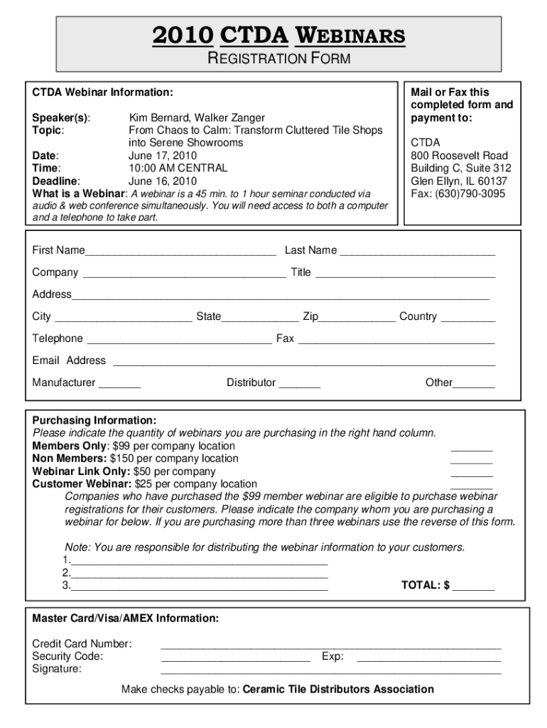 Fillable Online Ceramic Tile Distributors Association - Online ...