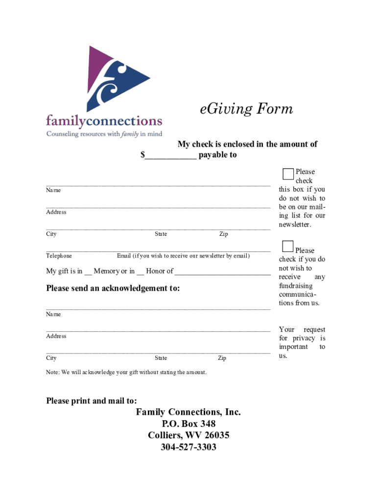 Fillable Online My check is enclosed in the amount of Fax Email Print ...