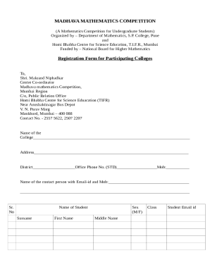 Fillable Online MADHAVA MATHEMATICS COMPETITION Fax Email Print - pdfFiller