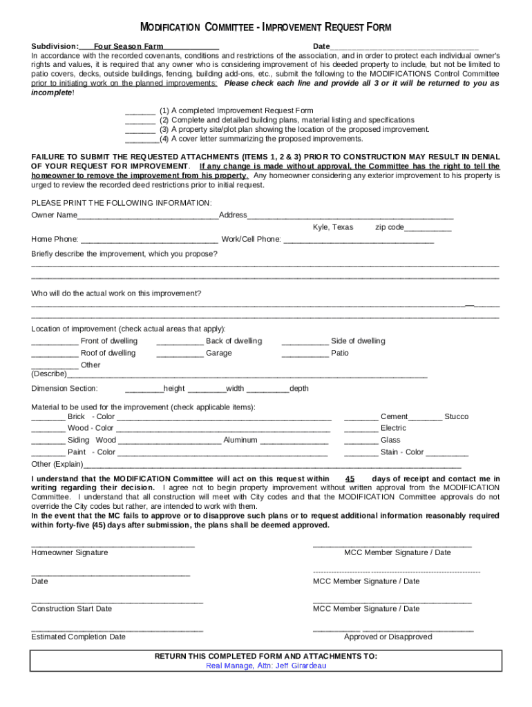 PDF Architectural Control Committee Request - The Woods of ... Doc ...