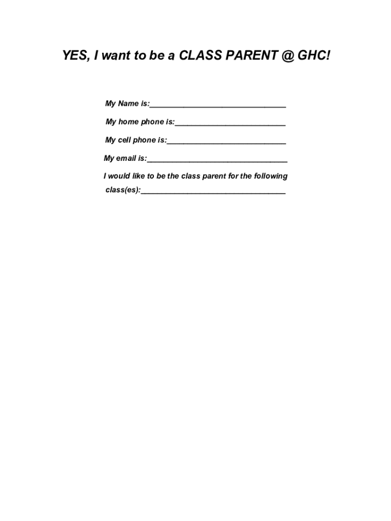 Fillable Online Class Parent Form Fax Email Print - pdfFiller
