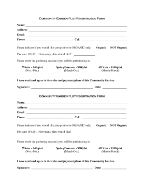 Fillable Online Community Garden Plot Registration Form Fax Email Print ...