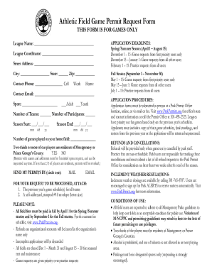 Fillable Online Athletic Field Game Permit Request Form Fax Email Print - pdfFiller