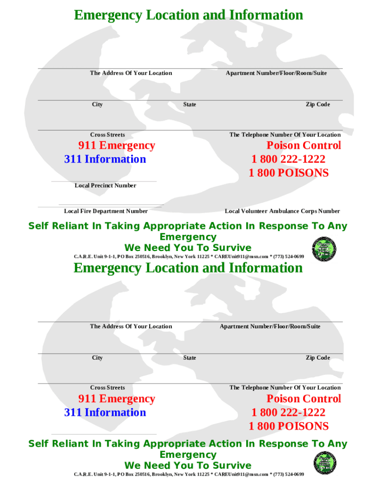 Emergency Location and Ination Doc Template | pdfFiller