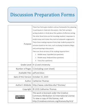 Fillable Online Discussion Preparation Forms - Columbia University Fax Email Print - pdfFiller