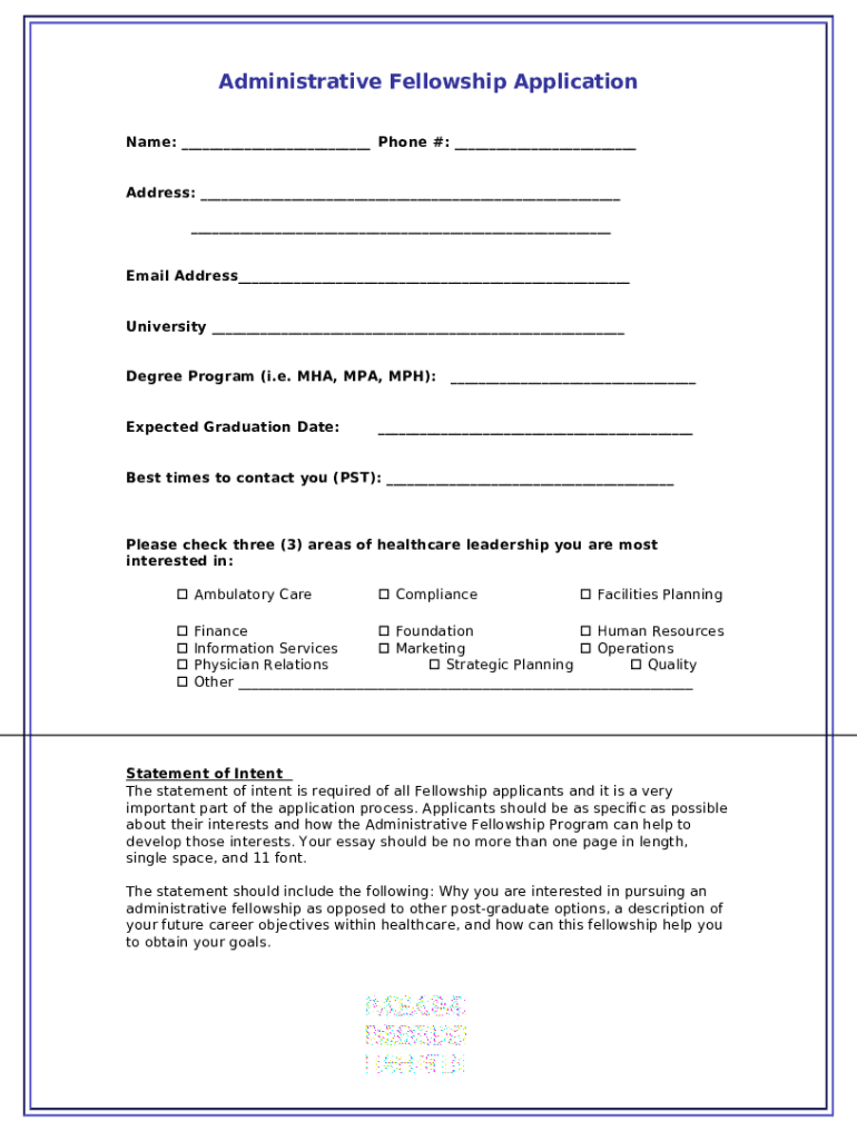 PPH Administrative Fellowship Doc Template | pdfFiller