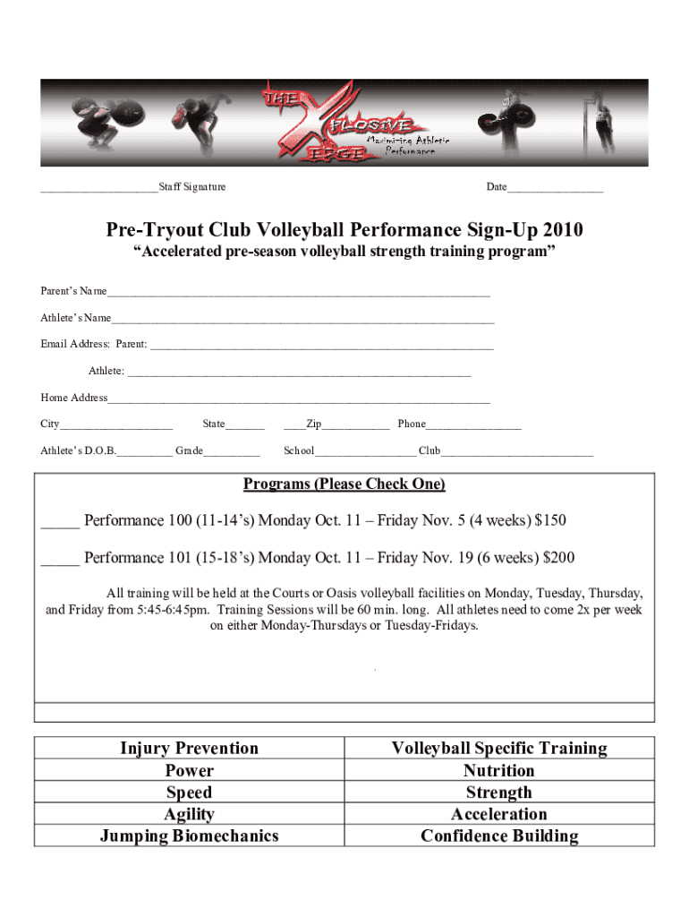 Fillable Online Volleyball Training Program Guide for Volleyball ...