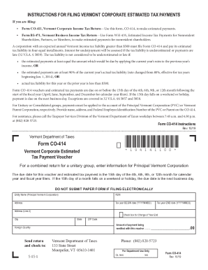 Fillable Online tax vermont FORM CO-411 Instructions Corporate Income ...