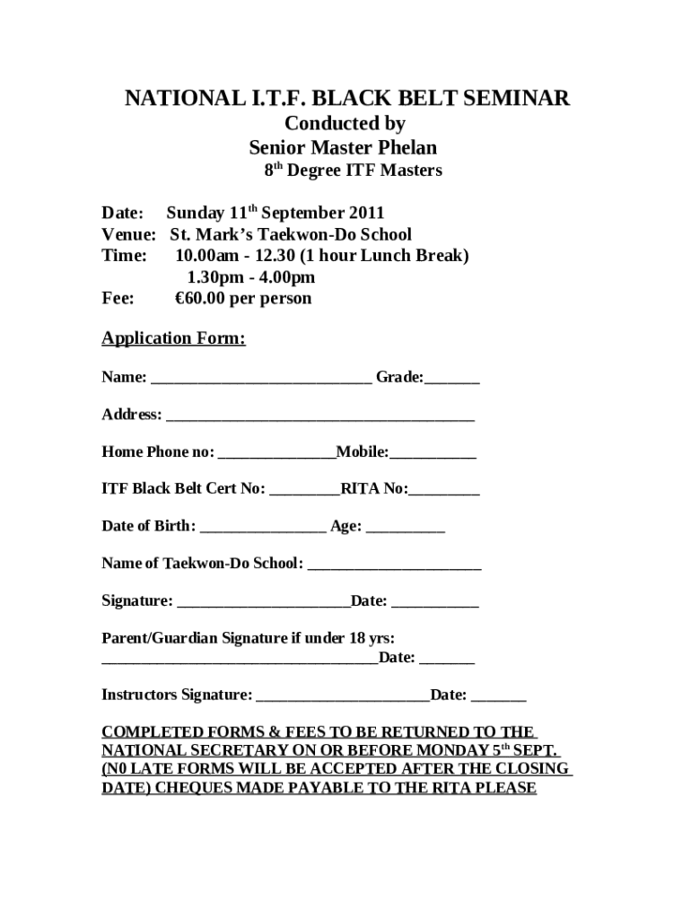 BLACK BELT SEMINAR Doc Template | pdfFiller