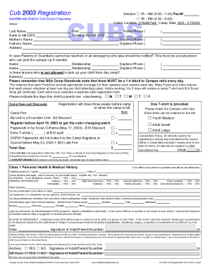 Fillable Online Cub Registration Form 2003 v3 Fax Email Print - pdfFiller