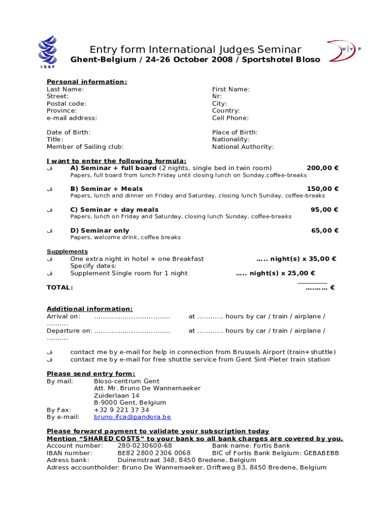 Entry International Judges Seminar Doc Template | pdfFiller