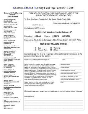 Fillable Online FIELD TRIP FORM TEMPLATE (Excel) "Form for Submission ...