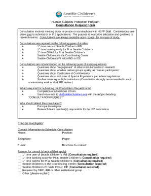 Consultation Request . Human Subjects Protection Program Consultation ...