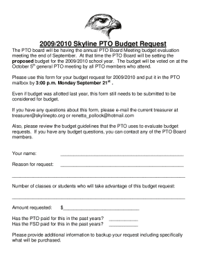 Fillable Online Budget Request Form 2009 2010.doc Fax Email Print - pdfFiller