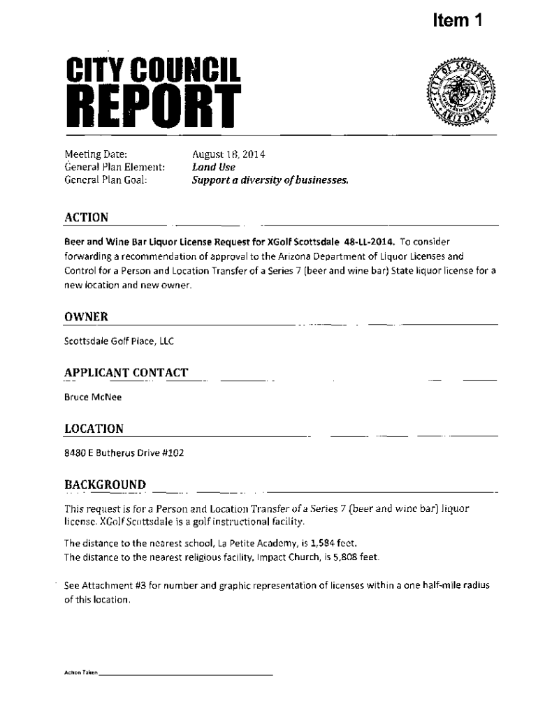 Fillable Online Beer and Wine Bar Liquor License Request for XGolf ...