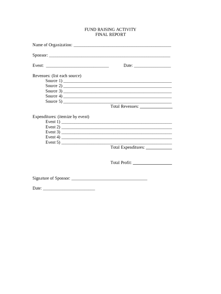 FUND RAISING ACTIVITY Doc Template | pdfFiller