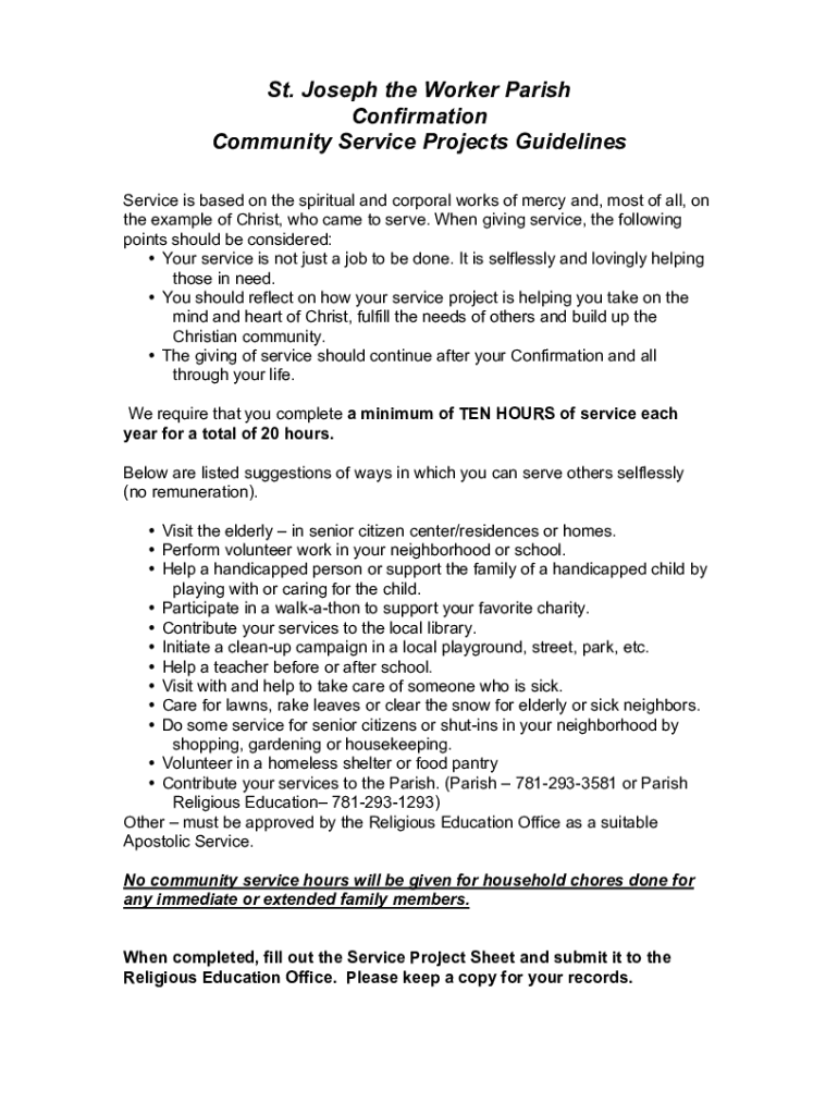 Fillable Online Community Service Projects Guidelines Fax Email Print ...