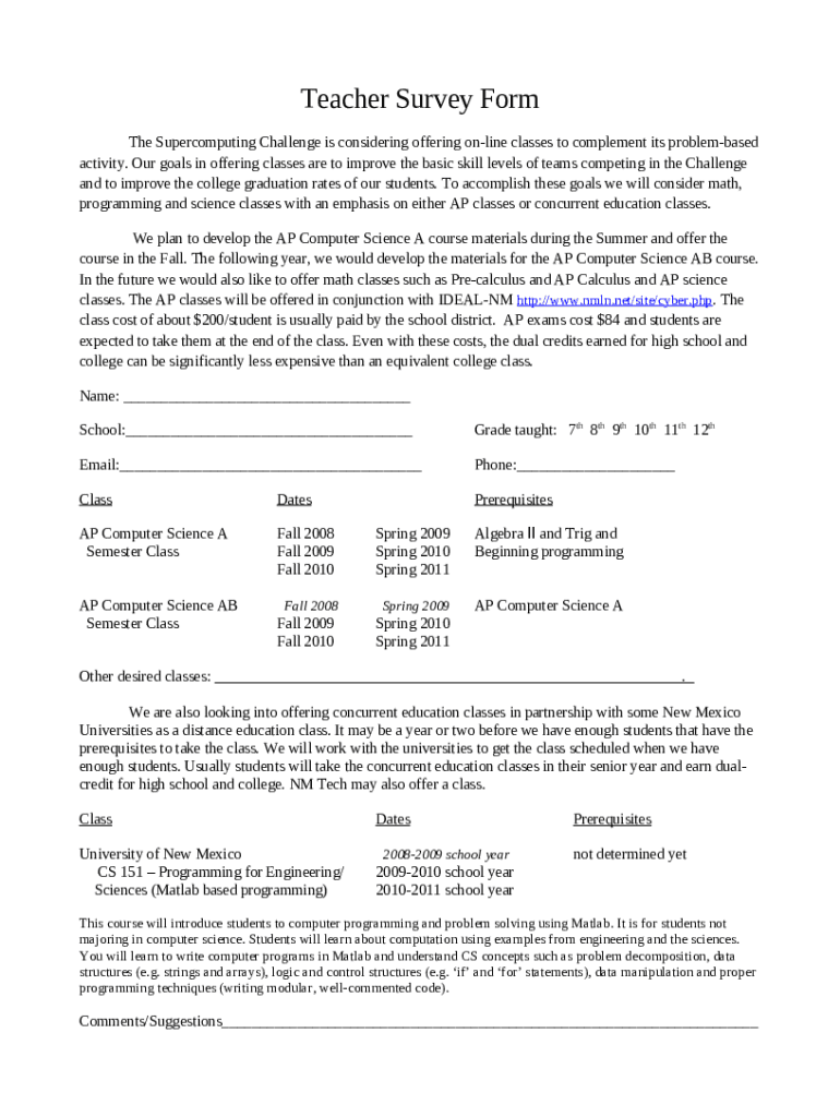 Student Survey Doc Template | pdfFiller