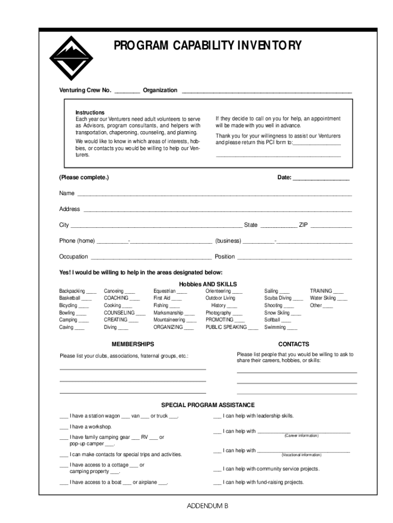Fillable Online Venturing Program FAQs - Boy Scouts of America Fax ...