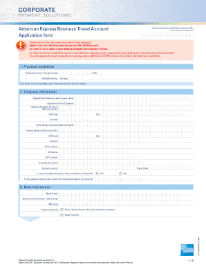 Fillable Online American Express Corporate Card Application Form ...