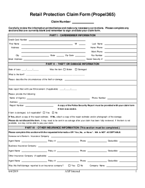 Fillable Online Retail Protection Claim Form (Propel365) Fax Email ...