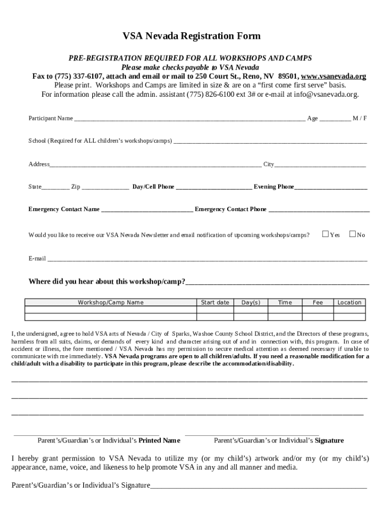 VSA Nevada Registration Doc Template | pdfFiller