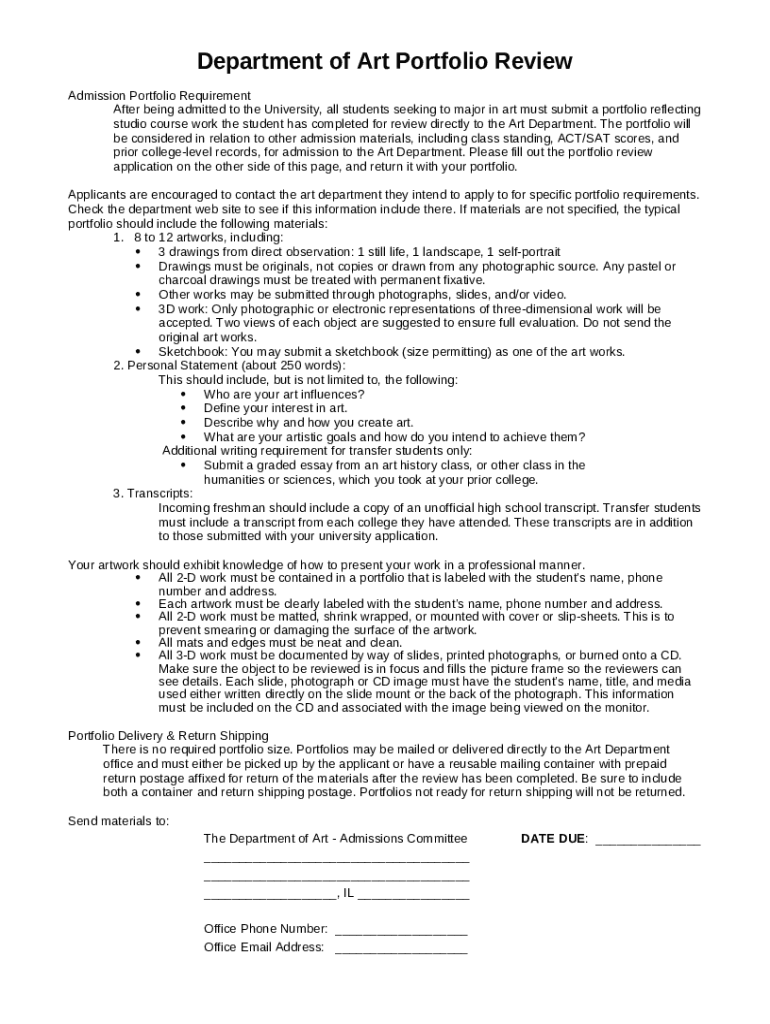 Portfolio Requirements for BFA in ArtDepartment of Art ... Doc Template ...