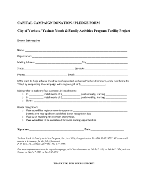 Fillable Online CAPITAL CAMPAIGN DONATION - pledge form.doc Fax Email ...