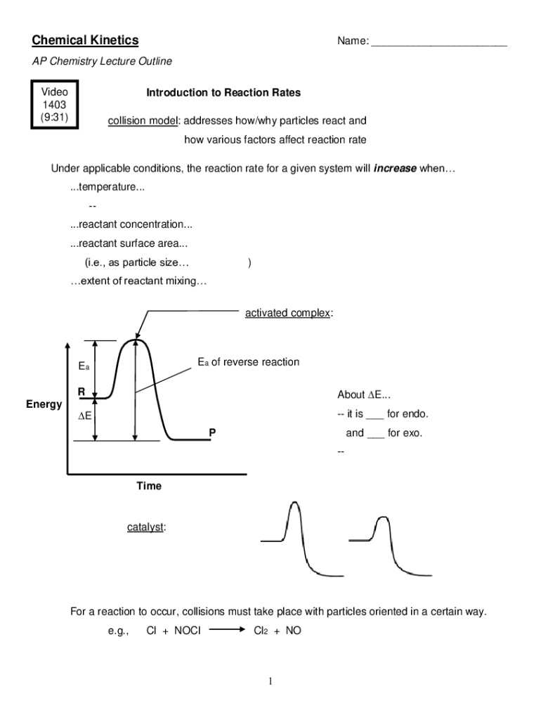 Fillable Online Introduction to Reaction Rates Fax Email Print - pdfFiller