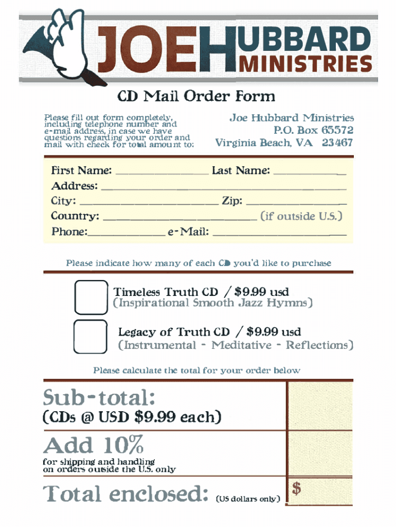 Fillable Online CD Mail Order form Fax Email Print - pdfFiller
