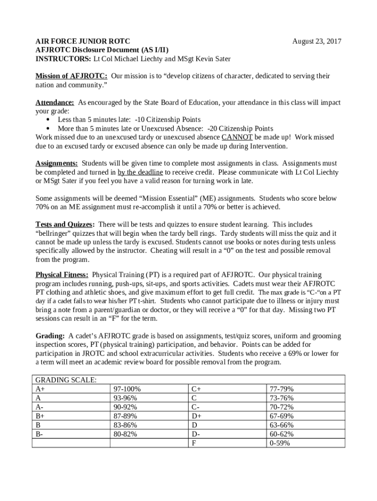 AIR FORCE JUNIOR ROTC - Wasatch Doc Template | pdfFiller