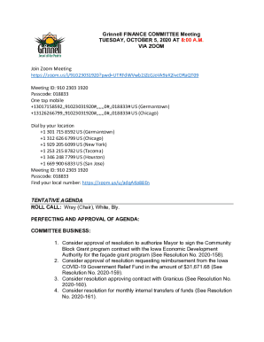 Fillable Online TENTATIVE AGENDA ROLL CALL: PERFECTING AND APPROVAL OF ...