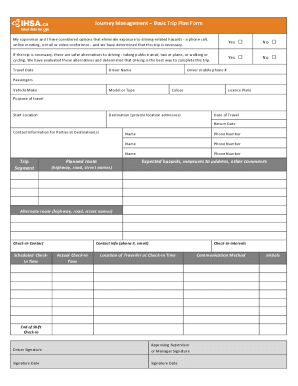 Fillable Online Journey ManagementBasic Trip Plan Form Fax Email Print ...
