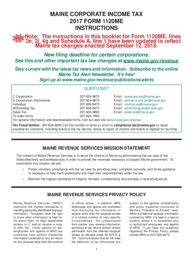 Fillable Online Maine Form 1120ME (Corporate income tax form) - 2020 ...