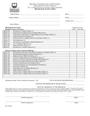 Fillable Online MA Planning Form 20154.docx Fax Email Print - pdfFiller