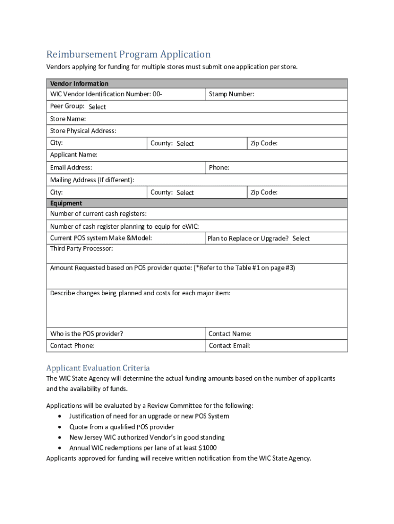 Fillable Online WIC-15, Vendor Agreement - Government of New Jersey Fax ...