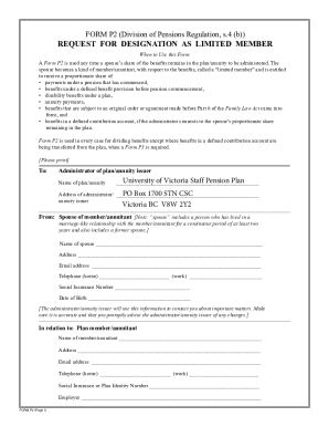 Fillable Online FORM P2 (Division of Pensions Regulation, s.4 (b ...