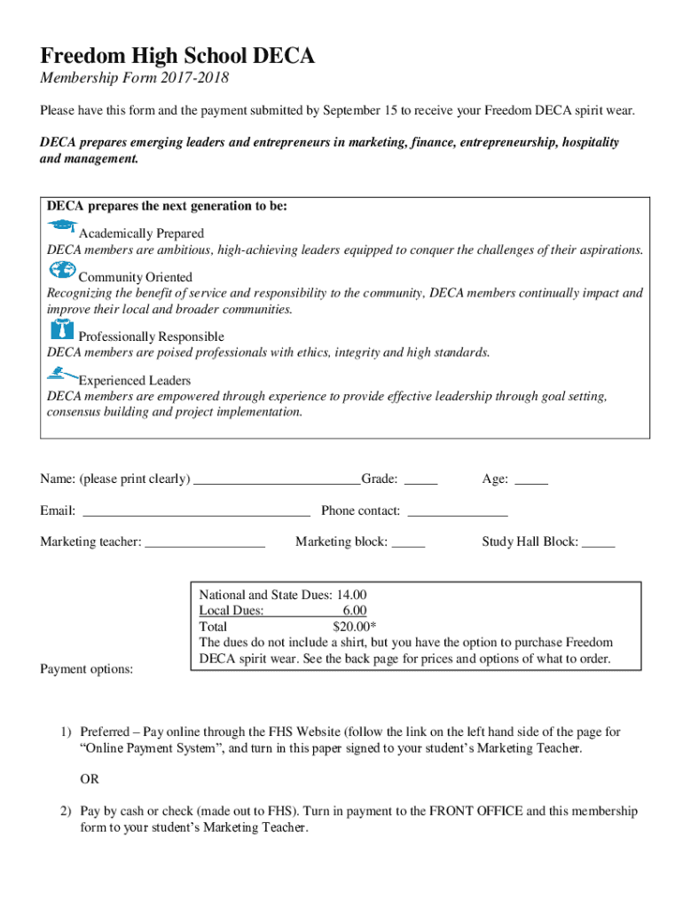 Fillable Online Freedom High School DECA - Loudoun County Public ...
