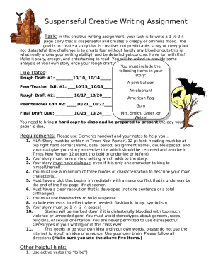 Scary Story Creative Writing Assignment Doc Template | pdfFiller