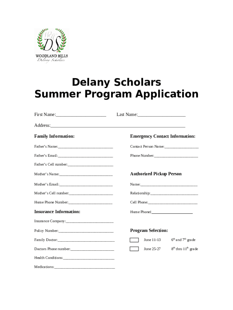 Delany Scholars Doc Template | pdfFiller