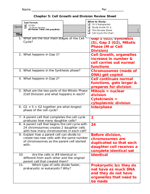 Chapter 5: Cell Growth and Division Review Sheet Doc Template | pdfFiller
