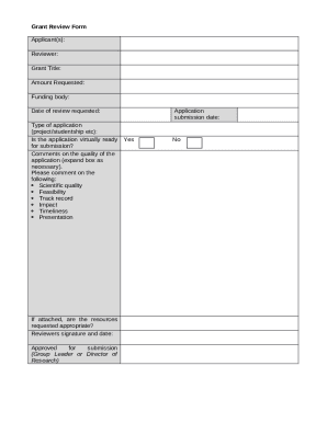 Grant Review Processing Doc Template | pdfFiller
