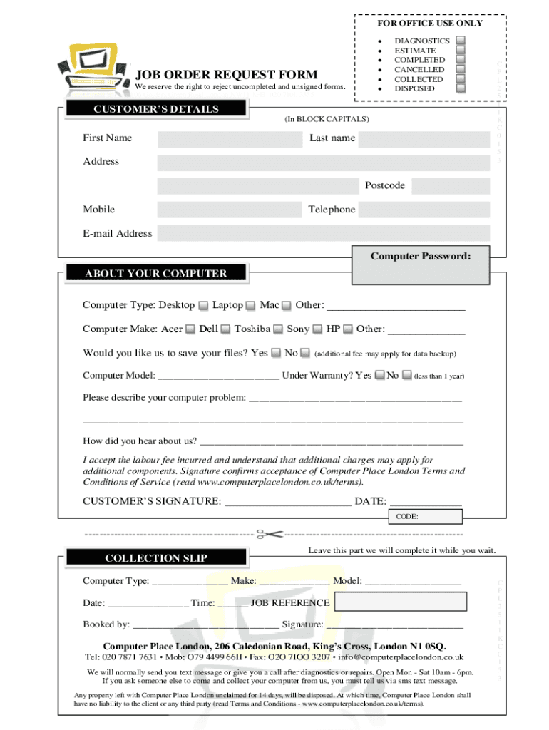 Fillable Online SMART COMPUTER REPAIR Fax Email Print - pdfFiller
